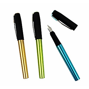 Hillento YIREN Fountain Pen Set, Student 6 Color Pen Set, Black Cap, Plastic(Golden, Blue, Green, Purple, Red, Orange)