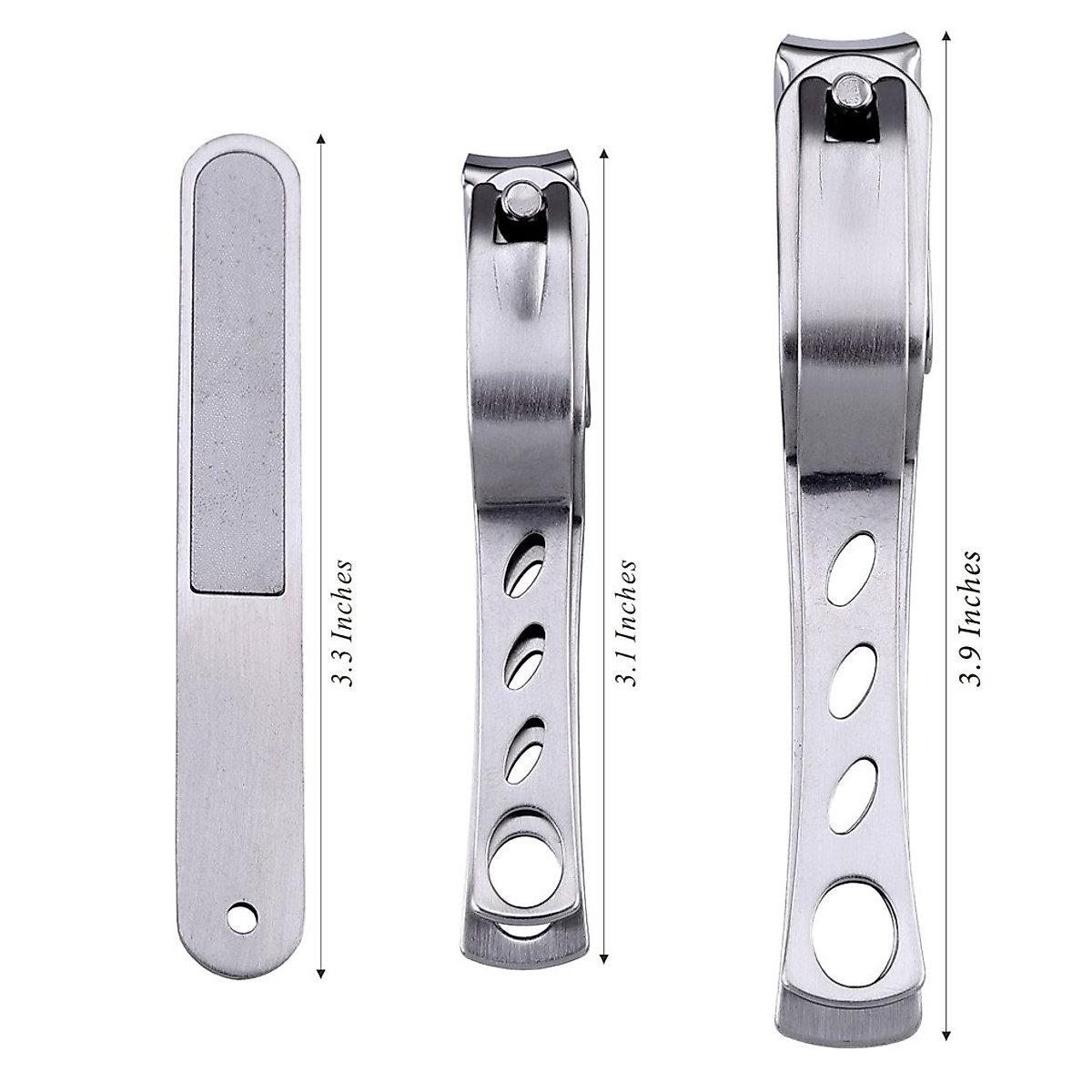 Keiby Citom Nail Clippers with 360-Degree Rotating Head - Stainless Steel Fingernails and Toenails Cutter Lagre and Small Sizes (Silver)