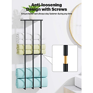TooTaci Towel Racks for Bathroom,Towel Holder for Bathroom Wall,Upgraded 3 Tier Towel Storage for Small Bathroom,Towel Rack with Shelf for Small Space Organizer,Can Hold Up 6 Rolled Towels
