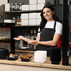 100-Piece (50-Pack) 24 OZ Meal Prep Containers Reusable with Lids, Sturdy Leakproof & Food Safe, Microwave, Freezer, Dishwasher Safe To Go Food Containers, Plastic Take Out Containers, Black