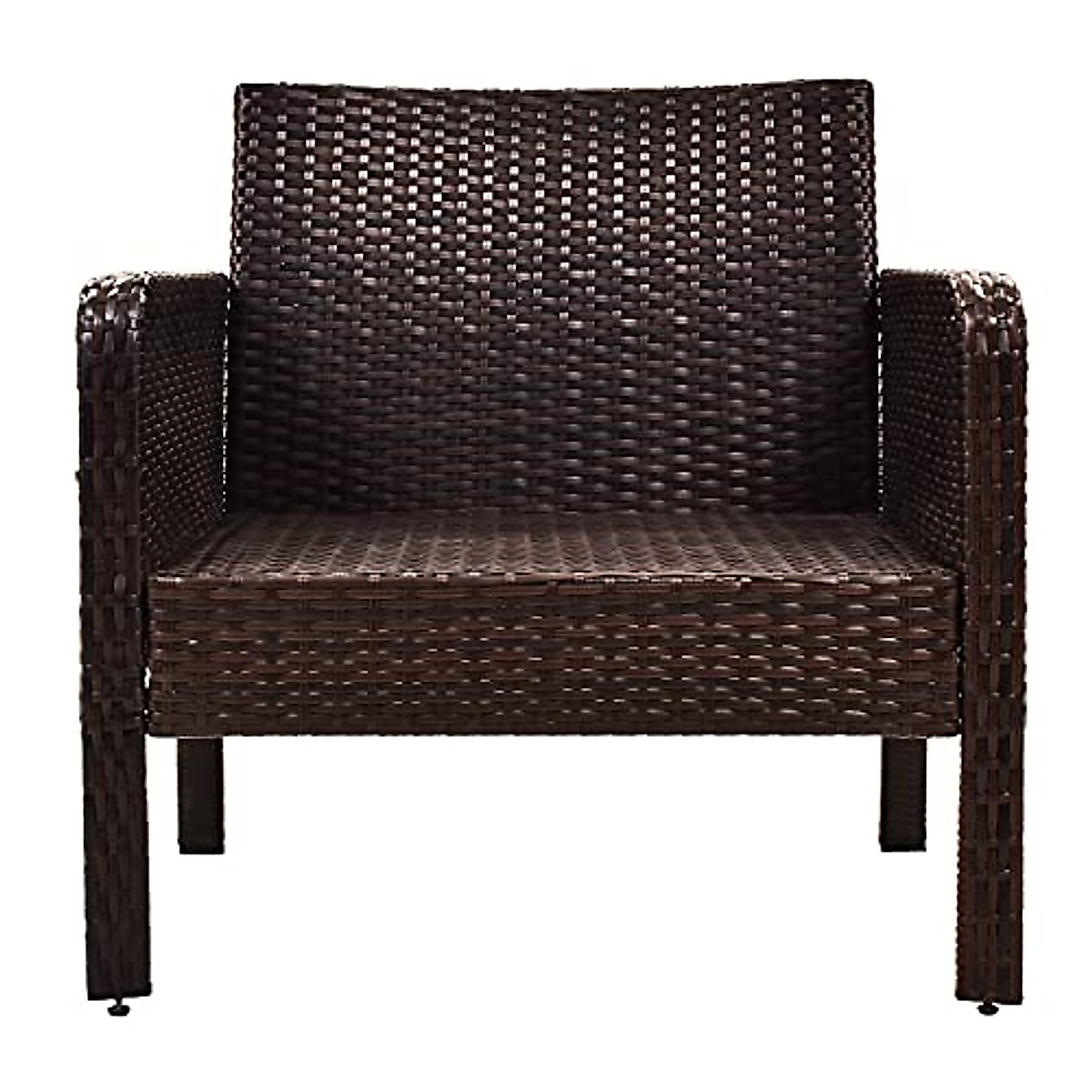 Merax Outdoor Patio PE Wicker Rattan Sofa Dining Set with Removable Cushions empered Glass Tea Table for Backyard, Poolside, Deck, Blue,6 Piece