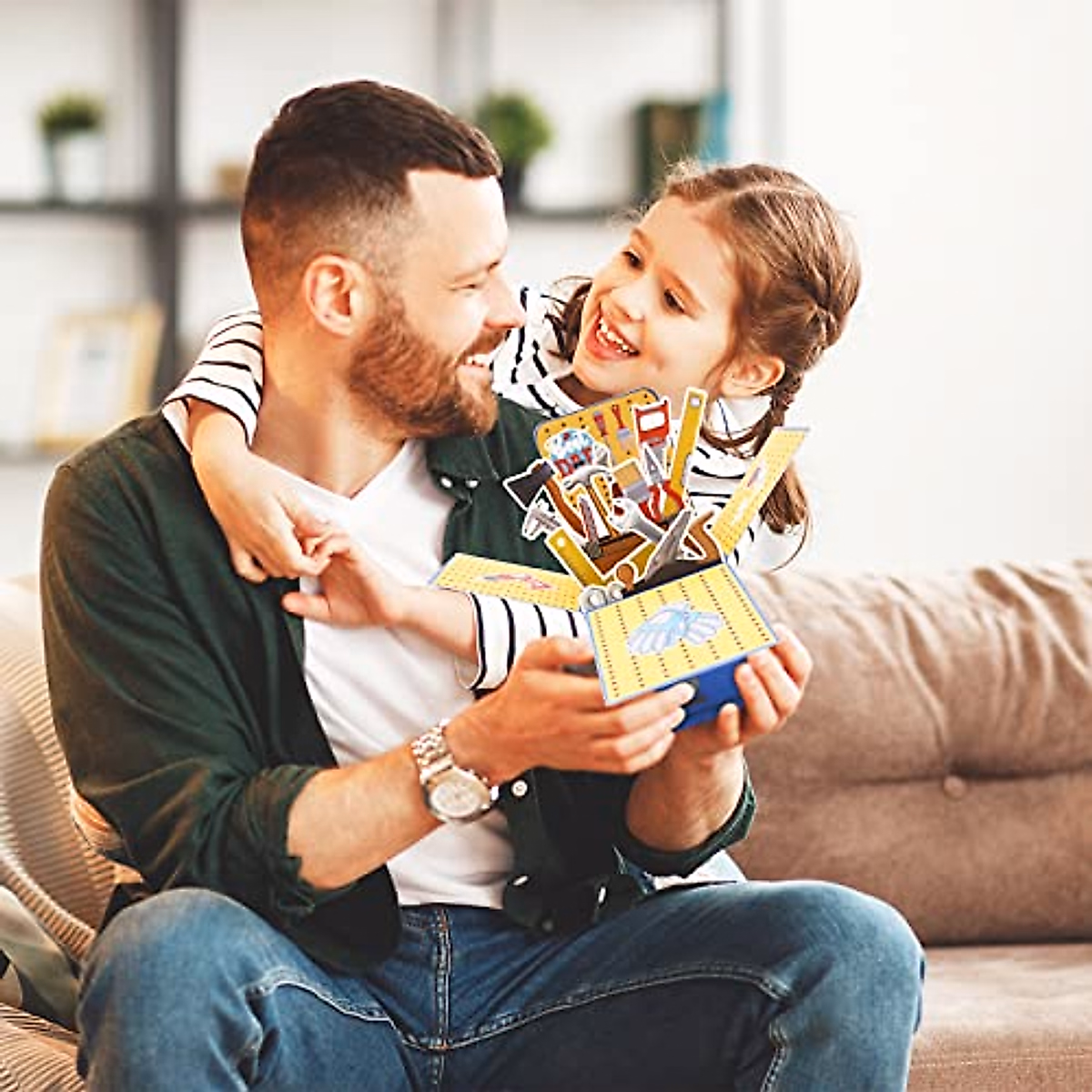 Mosailles Birthday Card For Men Christmas Greeting Card Thank you Gift Card For Dad Husband Grandfather Brother Best Dad Ever 3D Tool Box Pop Up Card Father's Day With Envelopes