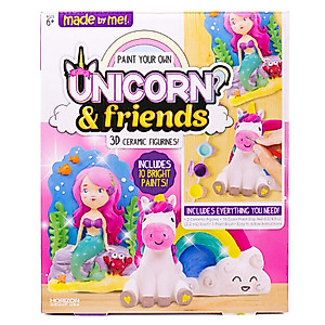 Made By Me Paint Your Own Unicorn Pals, Includes an Easy To Paint Unicorn with Rainbow & Mermaid by Horizon Group USA, Multicolored