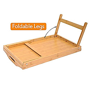 SANPON Bamboo Bed Tray for Eating Breakfast Trays for Bed Serving Trays with Handles Food in Bed Tray Large