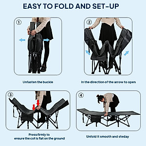 Hejiko Camping Cots for Adults, Lightweight Sleeping Bed Cot with Removable Mattress, Portable Folding Cot with Carry Bag for Travel Outdoor Office, Patio Supports 450 LB, Item Weigh 13.15LB