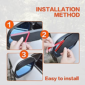 2PCS Car Rear View Mirror Rain Visor Guard,Universal Rain Cover,Waterproof Auto Mirror Rain Visor,Carbon Fiber Car Side Mirror Rain Eyebrow (Black)
