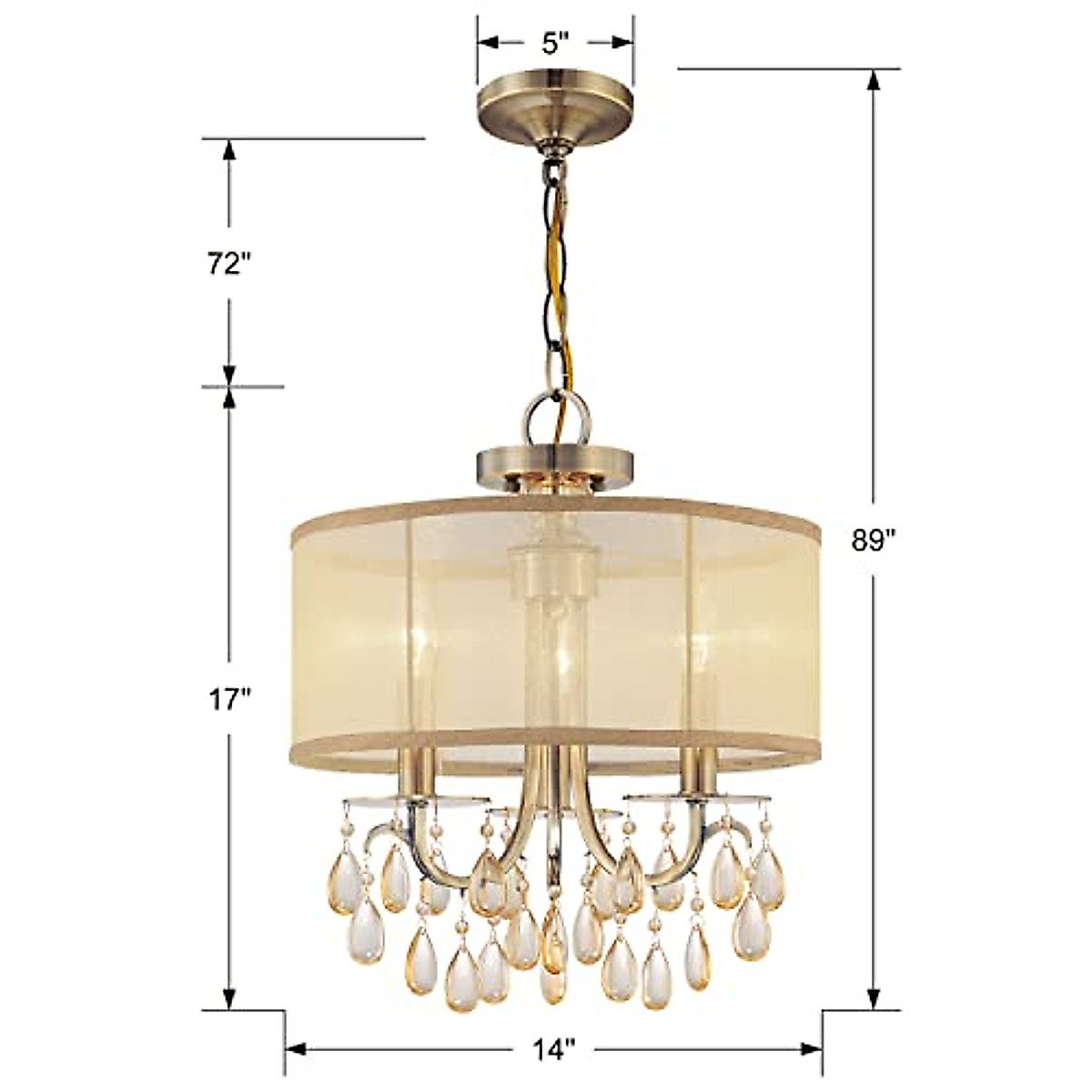 Hampton 3 Light Polished Chrome Clear Crystal Drum Shade Mini Chandelier