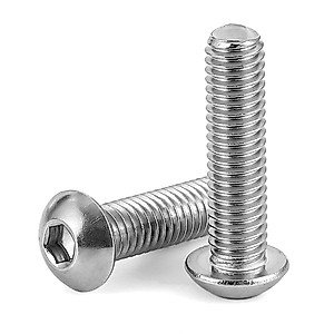 M5-0.8 x 14 mm Button Head Socket Cap Screws, Stainless Steel 18-8 (304), Bright Finish, Fully Threaded, 50 PCS
