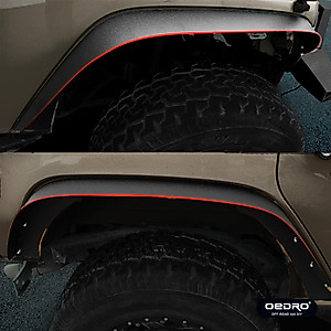 OEDRO Flat Front & Rear Fender Flares Compatible with 2007-2018 Jeep Wrangler JK & JKU Unlimited, 4 PCS Off-Road Steel Liner Set
