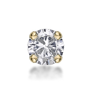 Lavari Jewelers Straight Stud 22 Gauge 3mm White Cubic Zirconia Nose Ring in 14k Gold