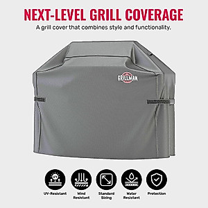 Grillman Top Heavy Duty Large Grill Cover, 58x24x48 inches, Tan (Outdoor-grill-covers, Weber Spirit, Genesis, Charbroil, etc.)