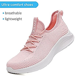 ZOVE Womens Walking Shoes Lightweight Slip on Nurse Nursing Work Tennis Running Shoe Comfortable Casual Health Care Sneakers for Plantar Fasciitis A111 Pink 40