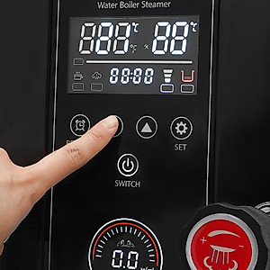 Commercial Milk Frother, 12L Electric Steam Milk Frothing Machine Espresso Coffee Milk Foam Machine with LED Display, Steam Water Boiling Machine for Cafe Coffee Tea Shop 110V 3000W (Black)