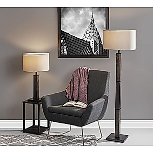 Adesso 3497-01 Kona Table Lamp, 27.75 in, 100W Type A Bulb (Not Included), MDF w/Black Washed Wood PVC Veneer & Black Metal Accents, 1 Table Lighting
