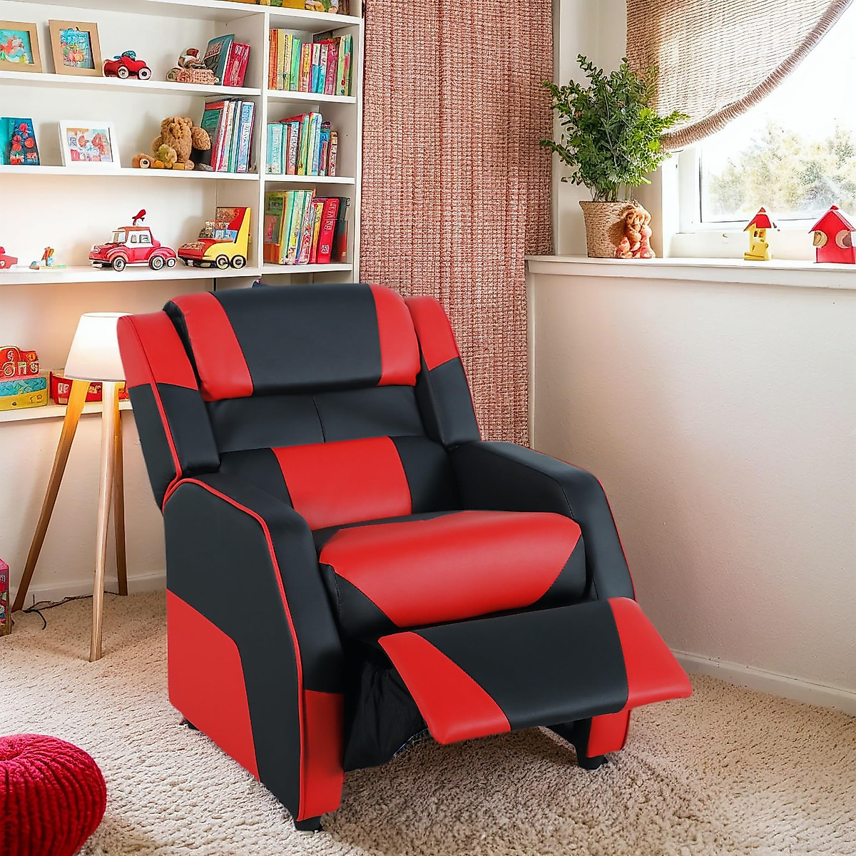 Racer Larger Kids Recliner Children Gaming Reclining Chair Leather Ergonomic Sofa Ages 3-12