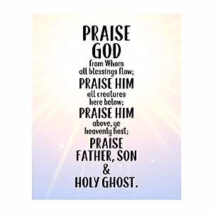 Praise God-Christian Wall Art, This Inspirational Hymn Music Christian Wall Decor Print Is A Classic Hymnal Wall Decorations for Living Room, Office Decorations, & Church Wall Decor! Unframed-8 x10"