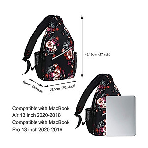 MOSISO 13 inch Sling Backpack, Multipurpose Hiking Daypack Outdoor Rope Crossbody Chest One Shoulder Bag, Cottonrose