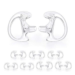 Zeadio Radio Replacement Earmold Earpiece, Soft Silicone Earmould Earbud Earplug for Walkie Talkie Acoustic Earpiece Headset, Two-Way Radio Coil Tube Audio Kits - Clear [8-Pair]