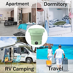 Oivley Portable Mini Washing Machine Foldable, Mini Washer, 8L High Capacity Small Washer for Baby Clothes, Underwear or Small Items, Suitable for Apartment, Dormitories, Travel, Camping, RVs-Green
