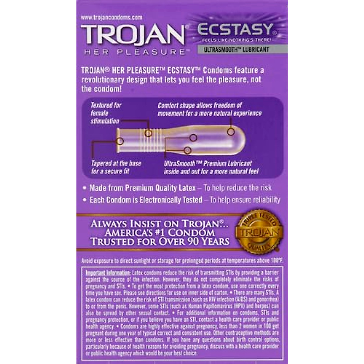 Trojan Her Pleasure Ecstasy Lubricated Condoms - 10 Count (Packaging May Vary)