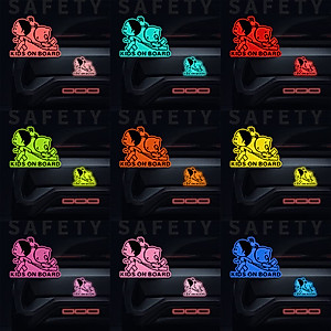 Dreothy 2pcs Kids on Board Car Stickers,High Intensity Night Safety Warning Baby on Board Sign Vinyl Stickers for Cars Motorcycle Trucks Bumper Sticker Window Decal