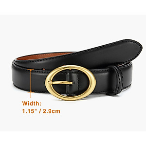 Womens Belt - CR Leather Belt Women Casual for Jeans Pants Dress - Belts with Gold Buckle for Women Fashion