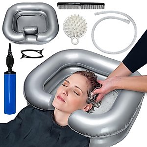 SONCAL Portable Shampoo Bowls for Home, Hair Washing Tray for Sink at Home for Washing Hair Cuts and Hair Coloring inflatable hair washing basin for bedridden