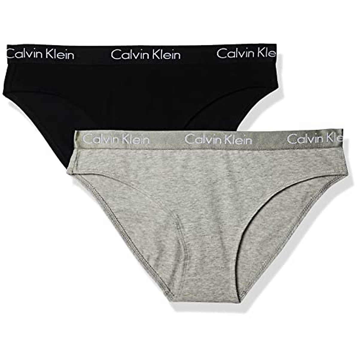 Calvin Klein Women's Motive Cotton Multipack Bikini Panty, Black/Gray Heather, L
