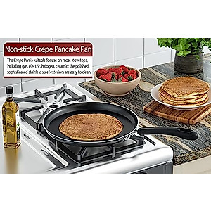 Cook N Home 10.25-Inch Nonstick Heavy Gauge Crepe Pancake Pan Griddle, 26cm, Black