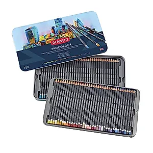 Derwent Colored Pencils, Procolour Pencils, Drawing, Art, Metal Tin, 72 Count (2302508)