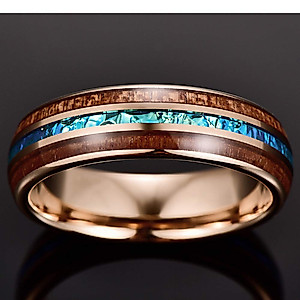 Vakki Mens Rings for Wedding Engagement 6mm Rose Gold Dome Tungsten Promise Bands Size 7.5