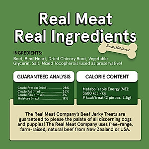 Real Meat Dog Treats - 4oz Bag of Bite-Sized Air-Dried Beef Jerky for Dogs - Grain-Free Jerky Dog Treats Made up of 95% Human-Grade, Free-Range, Grass Fed Beef - All-Natural High Protein Dog Treats