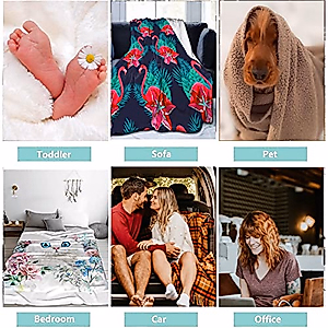 Gbuzozie Fleece Blanket Tropical Pink Flamingos Palm Leaves Lightweight Ultra-Soft Micro Throw Blanket for Sofa Couch Bed Camping Travel - Super Soft Cozy Microfiber Blanket 80"X60"