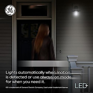 GE LED+ Motion Sensor LED Light Bulbs, 15W, PAR38 Outdoor Security Floodlight, Warm White (2 Pack)