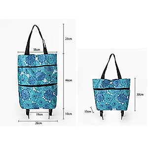 Foldable Shopping Bag with Wheels, Easy to Carry, Heavy Duty Shopping Bag, Reusable Ladies Shopping Cart Shopping Trolley On Wheels 6