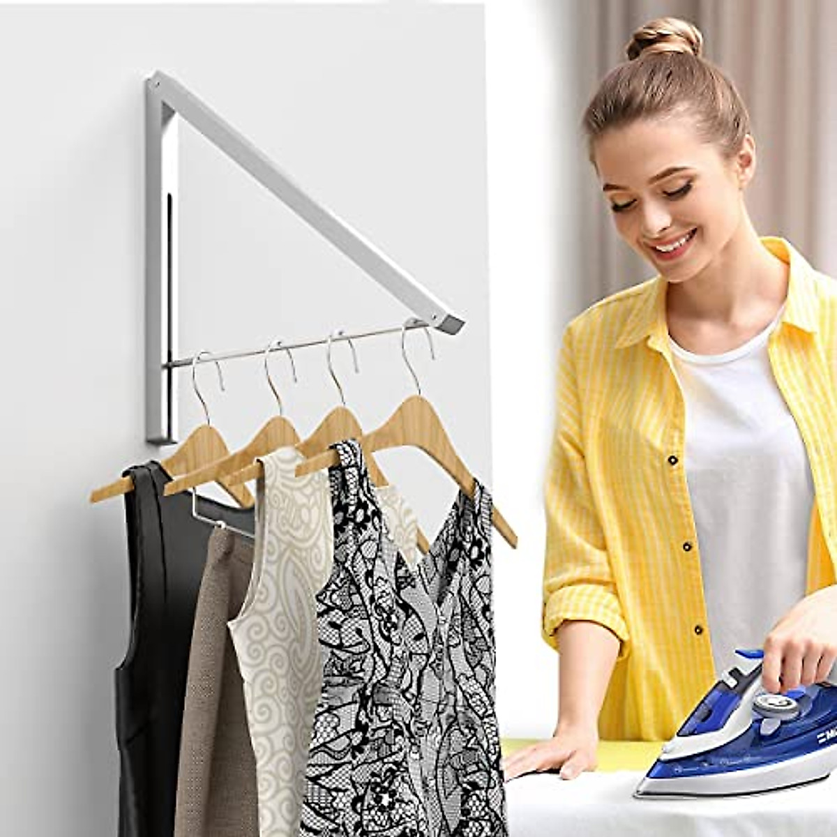Anjuer Wall Mounted Drying Rack Clothes Hanger Folding Wall Coat Racks Aluminum Home Storage Organiser Space Savers