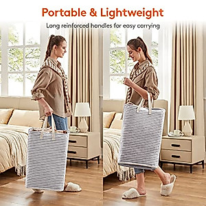 Lifewit Laundry Hamper Large Collapsible Laundry Baskets, Freestanding Waterproof Clothes Hamper Storage Basket with Easy Carry Extended Handles for Clothes in Laundry Room Bedroom Bathroom College Dorm for Adults, Grey