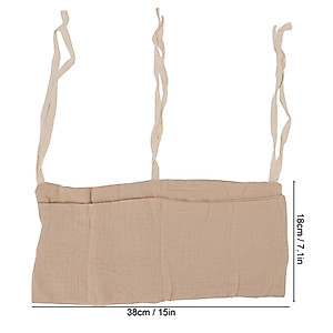 Baby Bed Hanging Bag, 2 Pockets Bag with Strap Infant Bedside Storage Bag for Toy Nursing Stuff (Khaki)