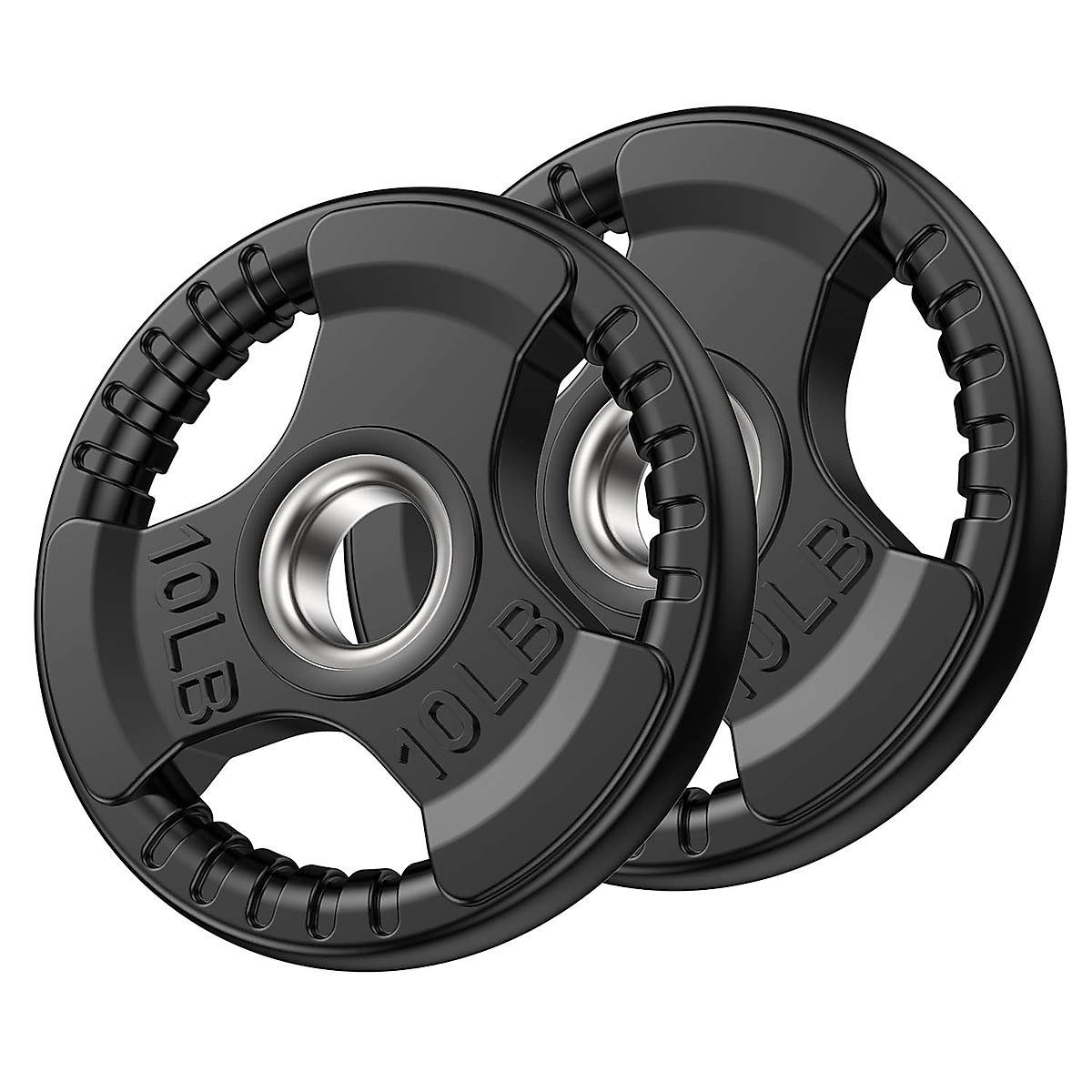 Olympic Rubber Grip Plates for Barbell, 2-Inch Weight Plates for Weight lifting and Strength Weights Training in Home & Gym(10LB-Pair)