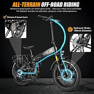 VITILAN i7 Pro Electric Bike Adults Folding 750W BAFANG Motor Fat Tire Ebike Removable 16AH Lg Cell Battery Full Suspension Electric Bicycle Shimano 8-Speed