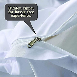 eBeddy Linens Duvet Cover Set Queen Size 90x90 Inch 100% Cotton Soft and Breathable 3 Pieces (1 Duvet Cover & 2 Pillow Shams) Premium Bedding Collection Zipper Closure & Corner Ties, White Striped