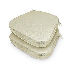 KONROBIN Chair Cushion with Ties for Dining Chairs Memory Foam Thick Kitchen Chair Pad 17" x 16.5" x 2"Set of 2,with Machine Washable Cover Seat with Zipper Indoor Chair for Room,Office etc-Beige