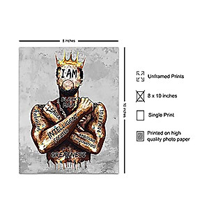 African American Wall Decor - Motivational Black Art - Black Man Positive Quotes Poster - Boys Bedroom Home Office Man Cave - Inspirational Encouragement Gifts for Men - Positive Affirmations Picture