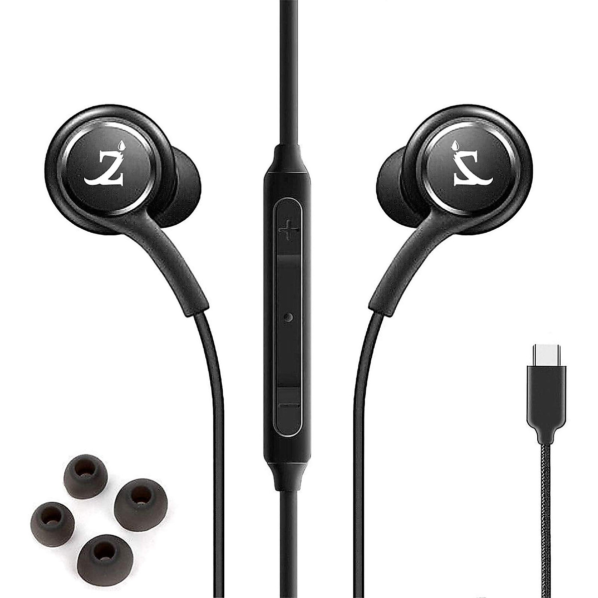 ZAMZAM PRO Stereo Headphones Compatible with Oppo Reno2 Hands-Free Built-in Microphone Buttons + Crisp Digital Titanium Clear Audio! (USB-C/PD)