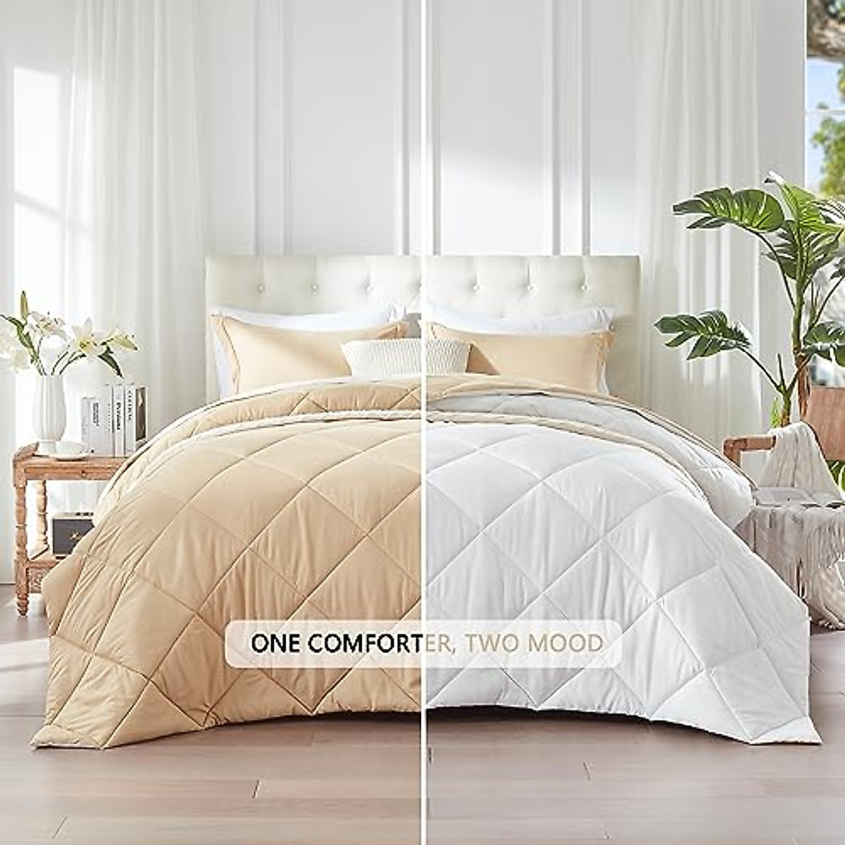 NexHome Twin Comforter Set - Khaki Comforter Twin Size Bedding Set - Soft Down Alternative Comforter Bed Set All Seasons 2 Pieces for Kids Boys Girls- 1 Comforter (68"x88") + 1 Pillow Sham (20"x26")