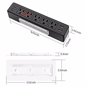 Under Desk Power Strip 4 AC 4 USB-A & 5 AC 4 USB-A