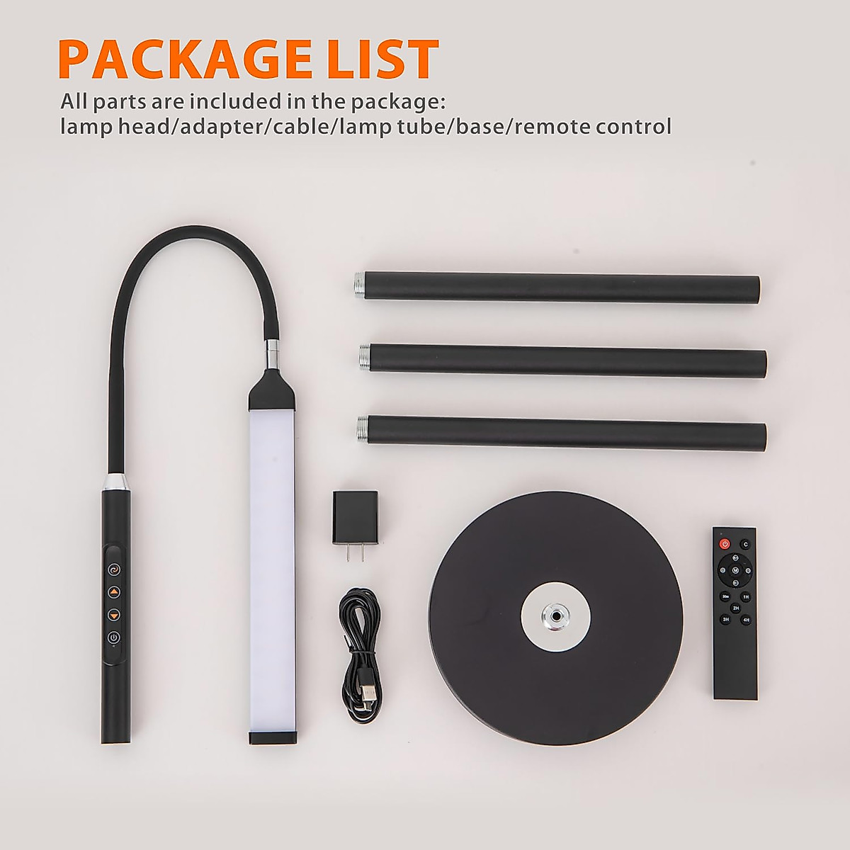 XXEAN LED Floor Lamp with Remote Touch Control,Dimmable 15W Pole Lamps for Living Room,70'' Adjustable Height Standing Reading Light with 10 Brightness/5 Timer/3 Colors for Lash Tatto Esthetician