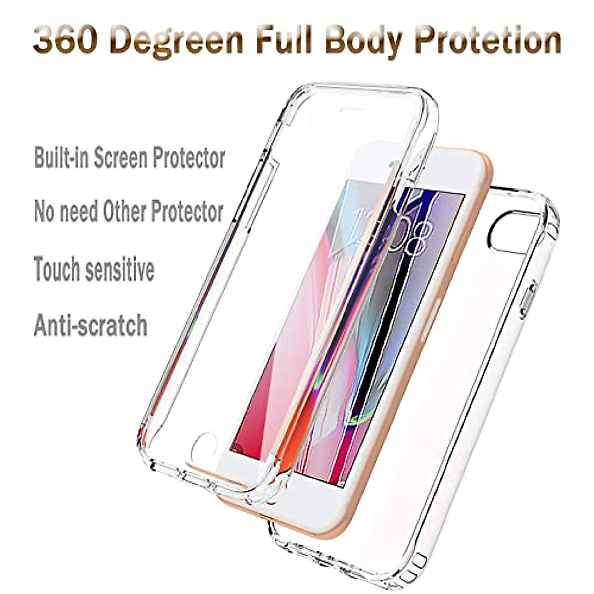 YiYiYaYa for iPhone SE 2022 Case, iPhone SE 2020 Case with Built in Screen Protector, Clear Floral Pattern for Girls Women, Full Body Shockproof Case for iPhone 6/6S/7/8/SE 2020/2022 Golden Leopard