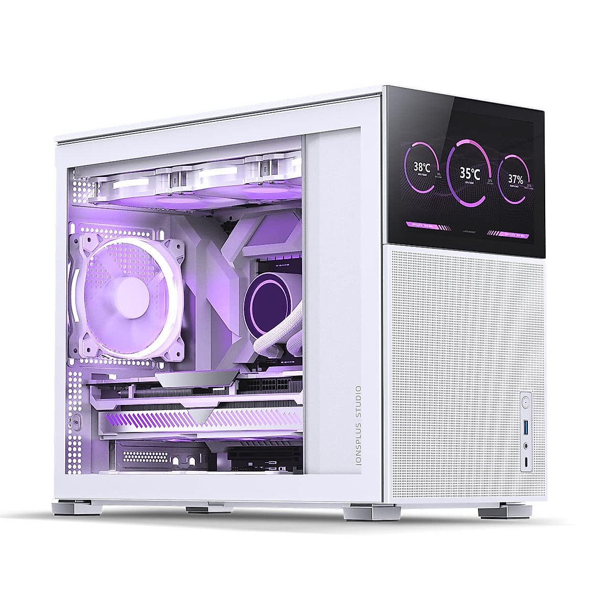 JONSBO D31 MESH SC White Micro Computer Case with Screen, M-ATX/ITX Mainboard/Support RTX 4090(335-400mm) GPU 360/280AIO,Power ATX/SFX: 100mm-220mm Multiple Tool-Free Design pc case