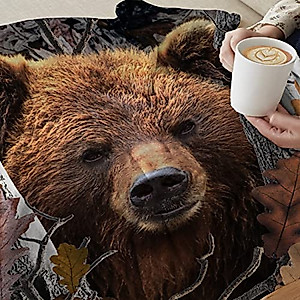 Camo Bear Throw Blanket Super Soft Lightweight Warm Fuzzy Plush Fleece Blankets for Couch Sofa Bed Bear Blanket for Adults Gift for Men Boys Home Hunting Decor 80"x60" for Adult